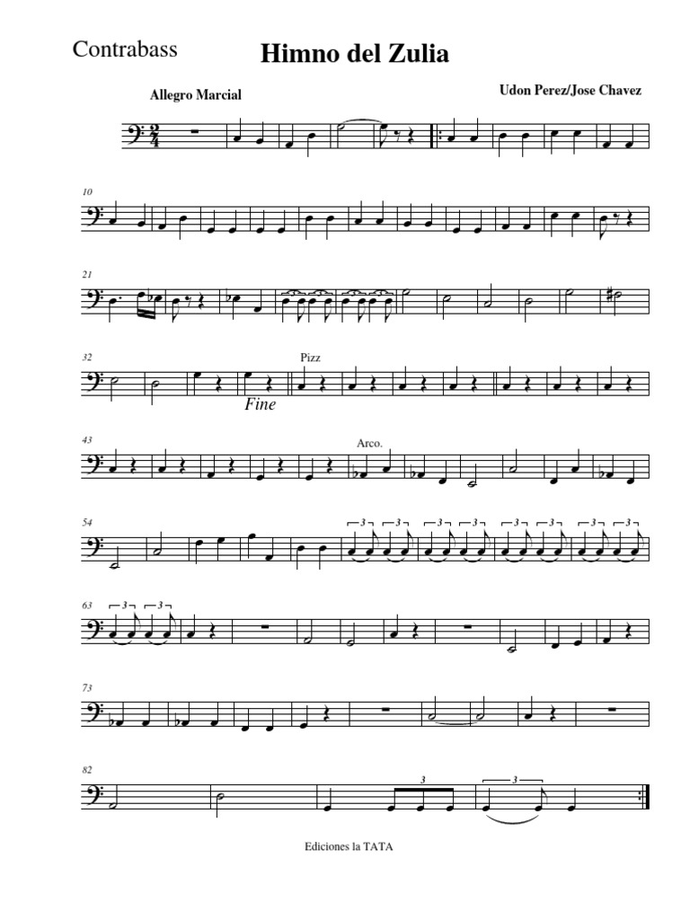 Himno Del Zulia Version - 016 Contrabass | PDF
