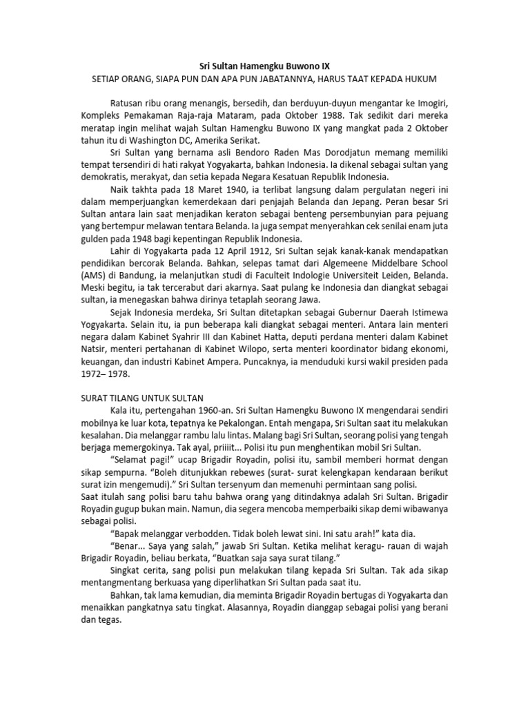 Kisah Sultan dan Polisi Royadin | PDF | Fiksi Misteri, Thriller ...