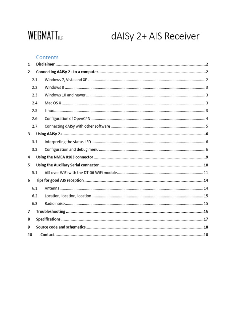 dAISy 2 Plus AIS Receiver Manual | PDF | Device Driver | Wi Fi
