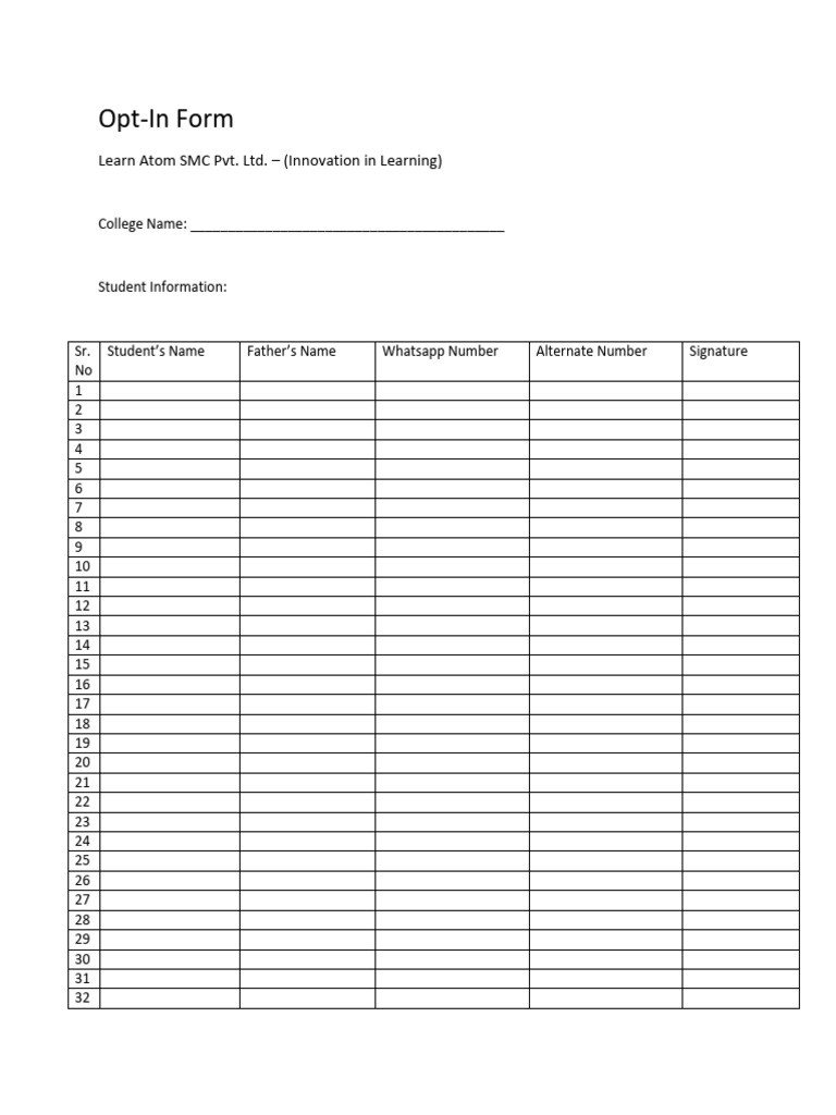 Student Opt-In Form | PDF