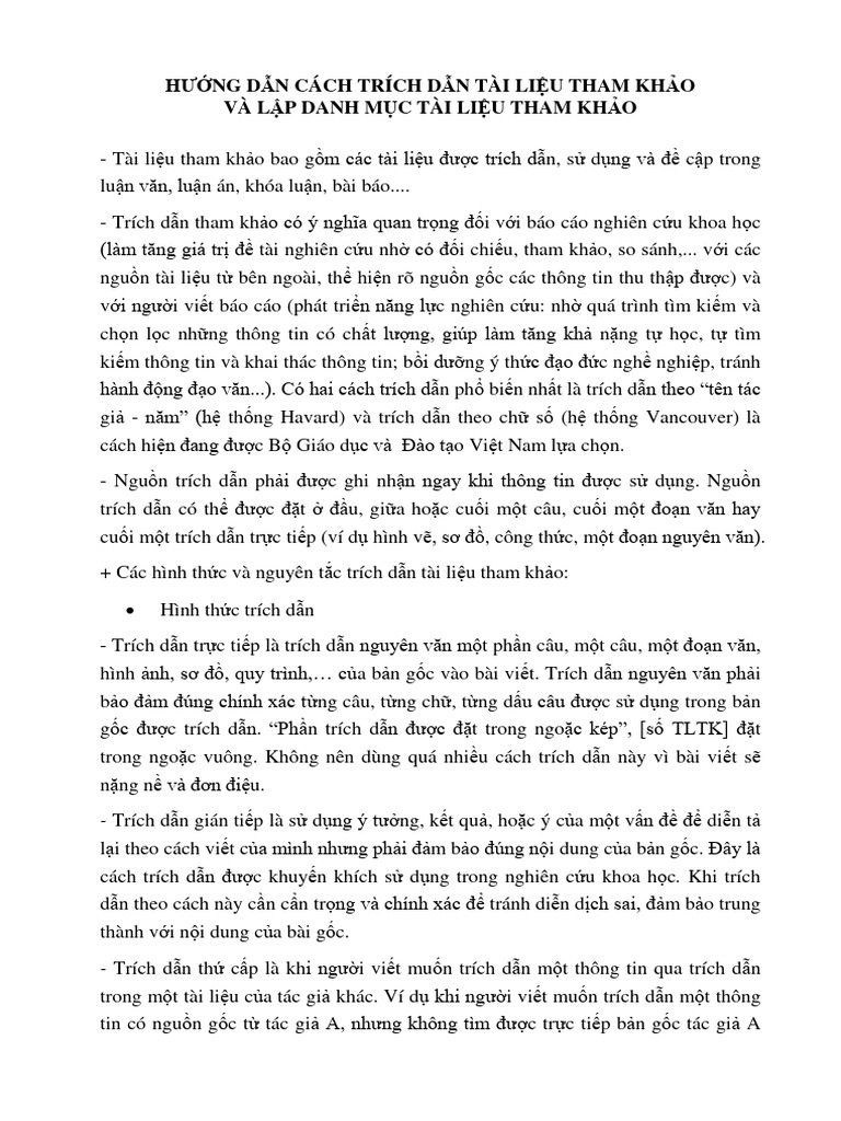 Huong Dan Trich Dan Tai Lieu Tham Khao | PDF
