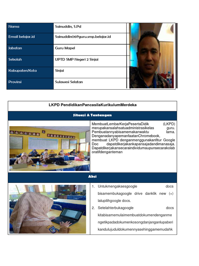 Membuat LKPD Kolaboratif dengan Google Docs di SMP Negeri 2 Sinjai | PDF | Karier & Perkembangan