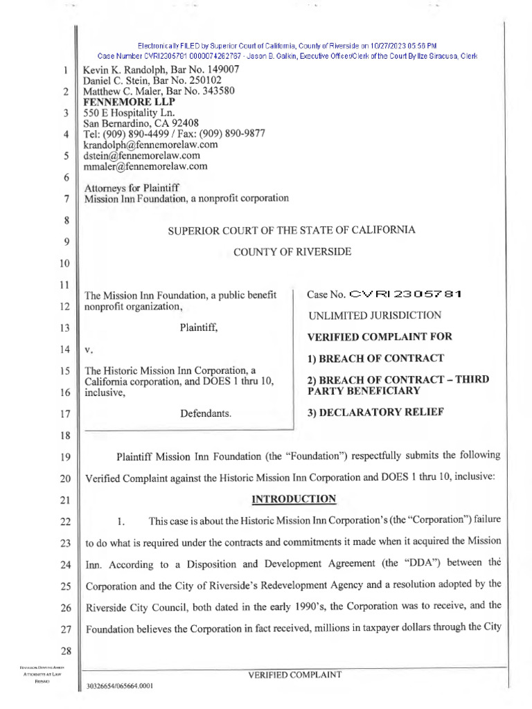 The Mission Inn Foundation v. The Historic Mission Inn Corporation ...