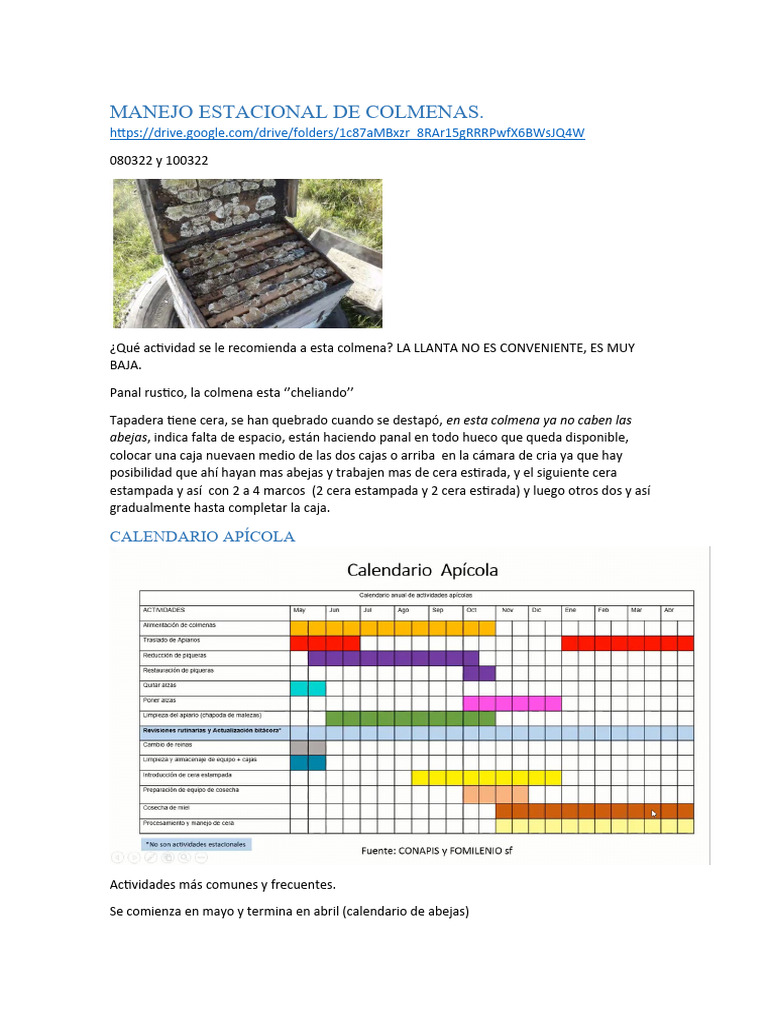 4 Manejo Estacional De Colmenas Pdf Colmena Apicultura