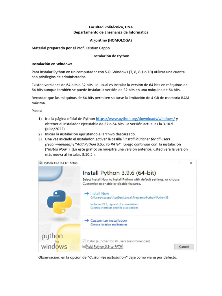 2022 Instalacion Python 3 | PDF | Entorno de desarrollo integrado | Python (lenguaje de ...