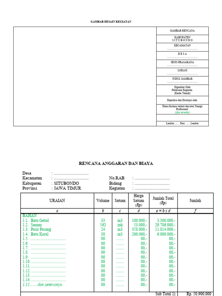 12-13. - Gambar Desain Dan RAB Kegiatan | PDF | Griya & Taman