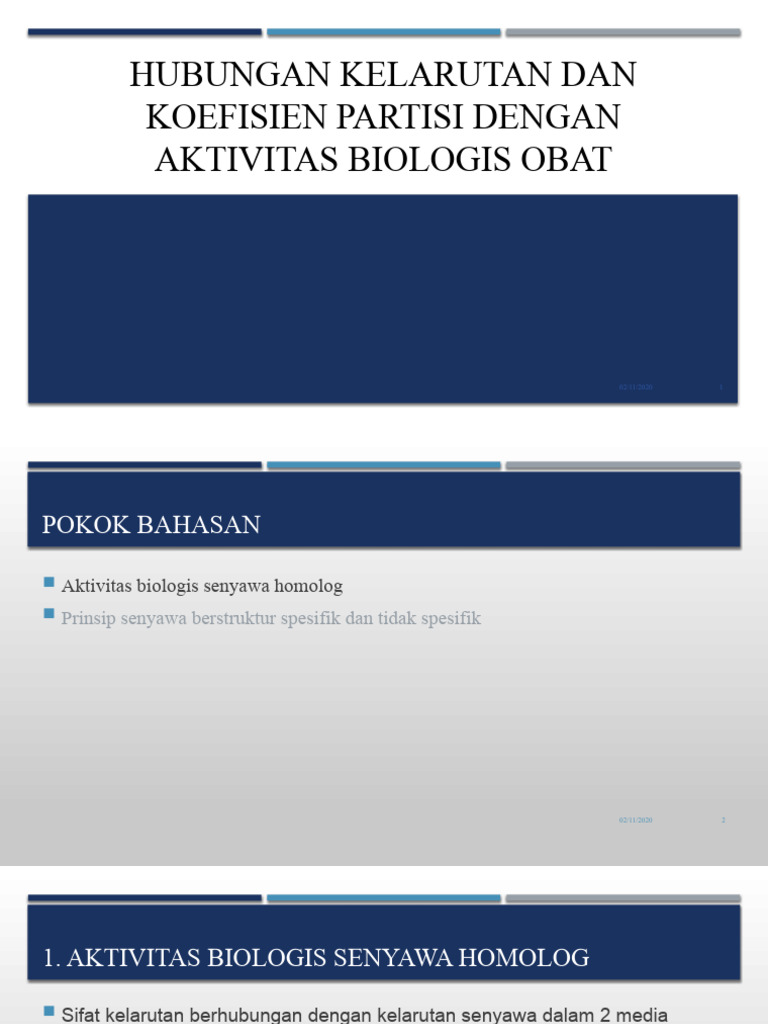 P5 Dan P7 Hubungan Kelarutan Dan Koefisien Partisi Dengan Aktivitas Obat 04102022 | PDF