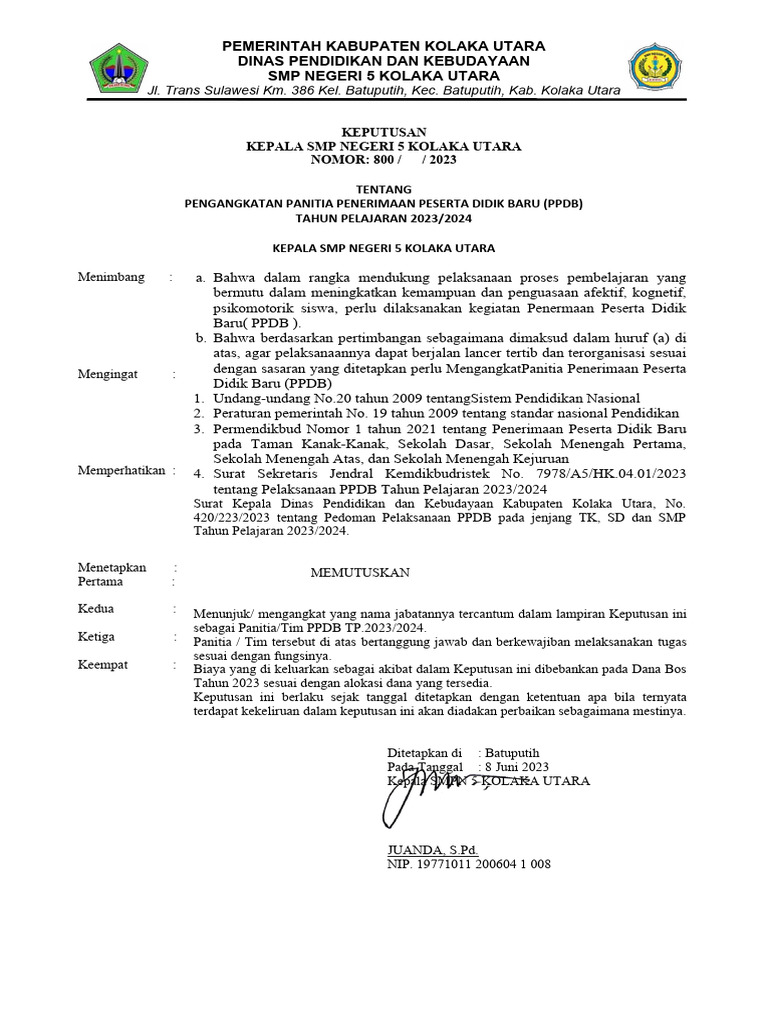 SK PPDB 2022-2023 | PDF