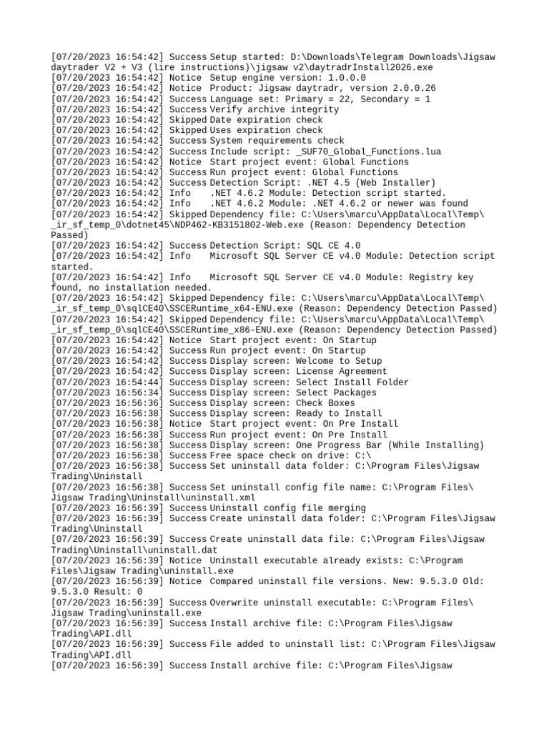 Jigsaw Daytradr Setup Log | PDF | Computer File | Software