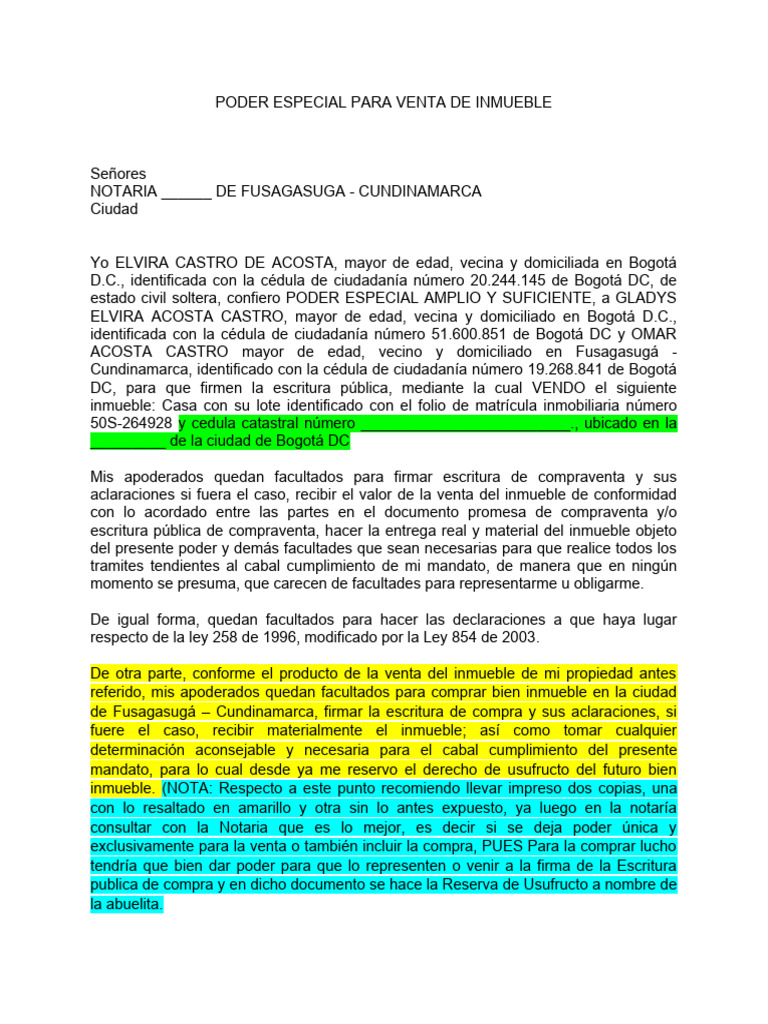 Poder Venta | PDF | Bogotá | Justicia