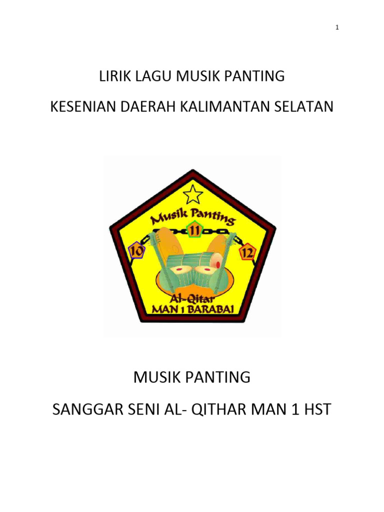 Lirik Lagu Musik Panting Banjar | PDF