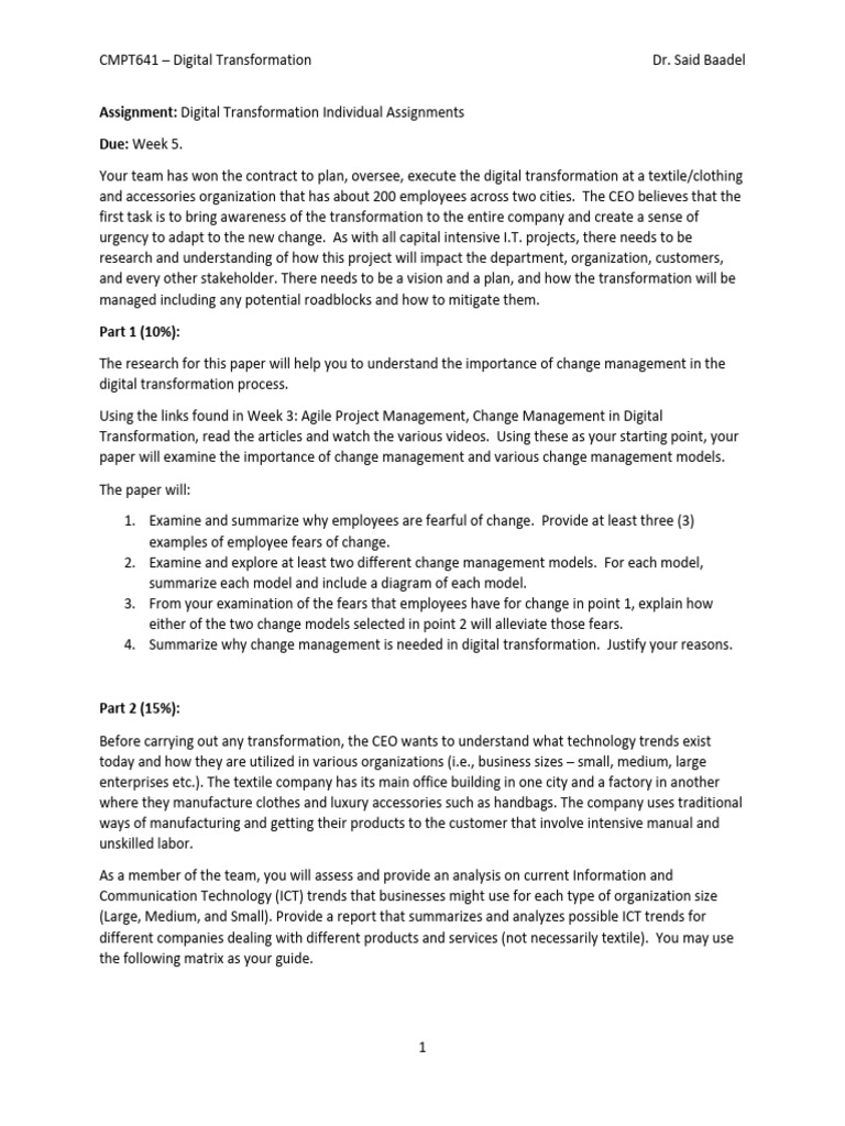 Digital Transformation - Individual Assignment | PDF | Turnitin | Apa Style