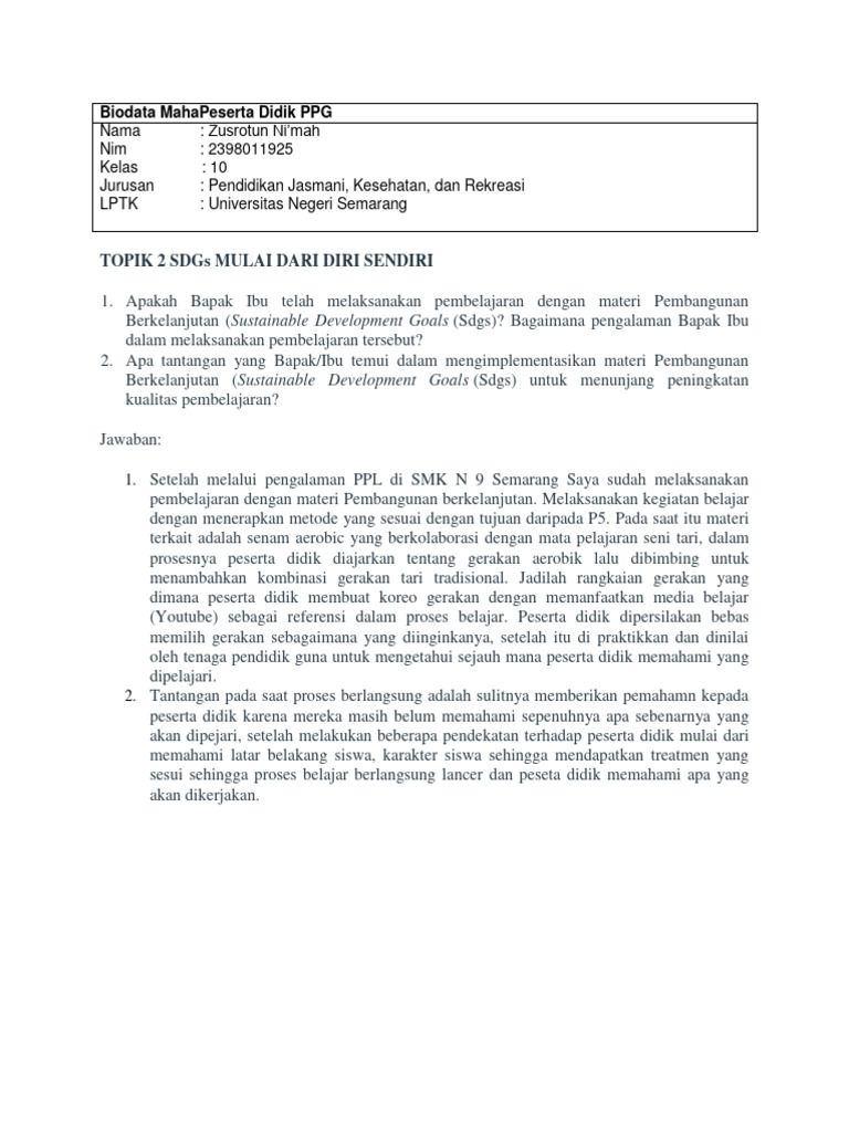 T2 Mulai Dari Diri (SDGS) | PDF