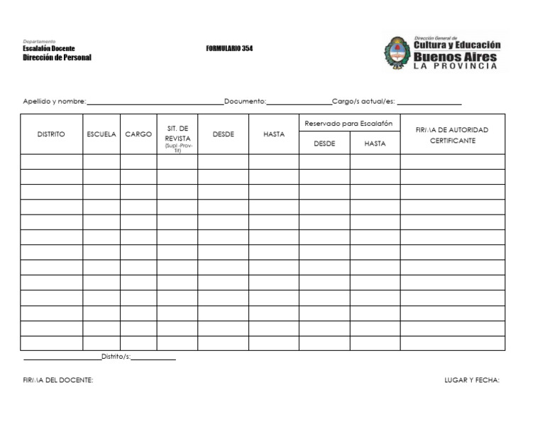 Formulario 354, Antigüedad - 0 | PDF