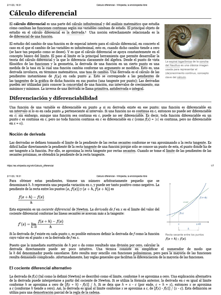 Cálculo Diferencial - Wikipedia, La Enciclopedia Libre | PDF | Calculo ...