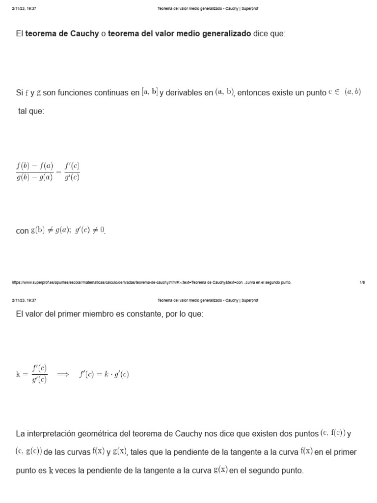 Teorema del Valor Medio de Cauchy | PDF | Ciencia y matemáticas