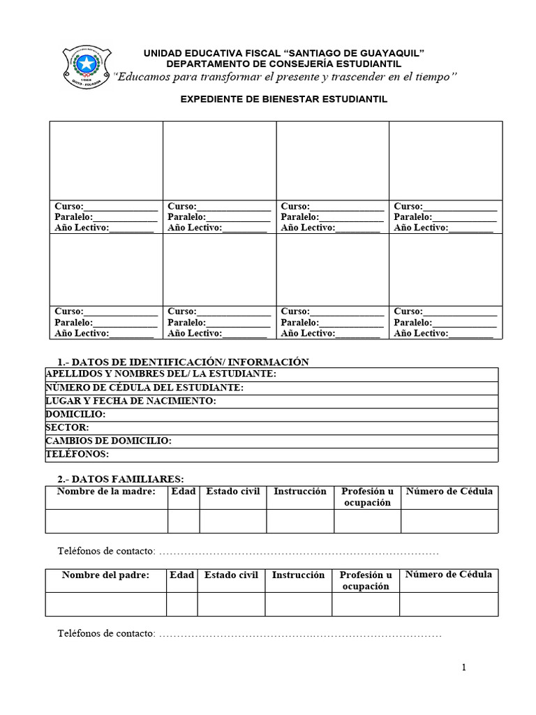 Expediente de Bienestar Estudiantil | PDF