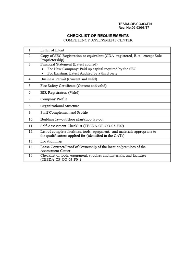 TESDA-OP-CO-03 - Accreditation - ACs Forms - A | PDF | Balance Sheet ...