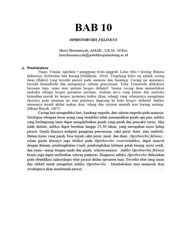 Fix. Bab 10, Herry, Oke Opisthorchis - Felineus | PDF