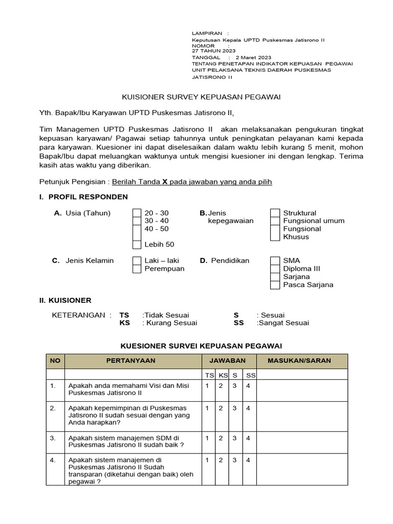 1.3.2 Ep E_ 2 Instrumen Survei Kepuasan Pegawai (1) | PDF