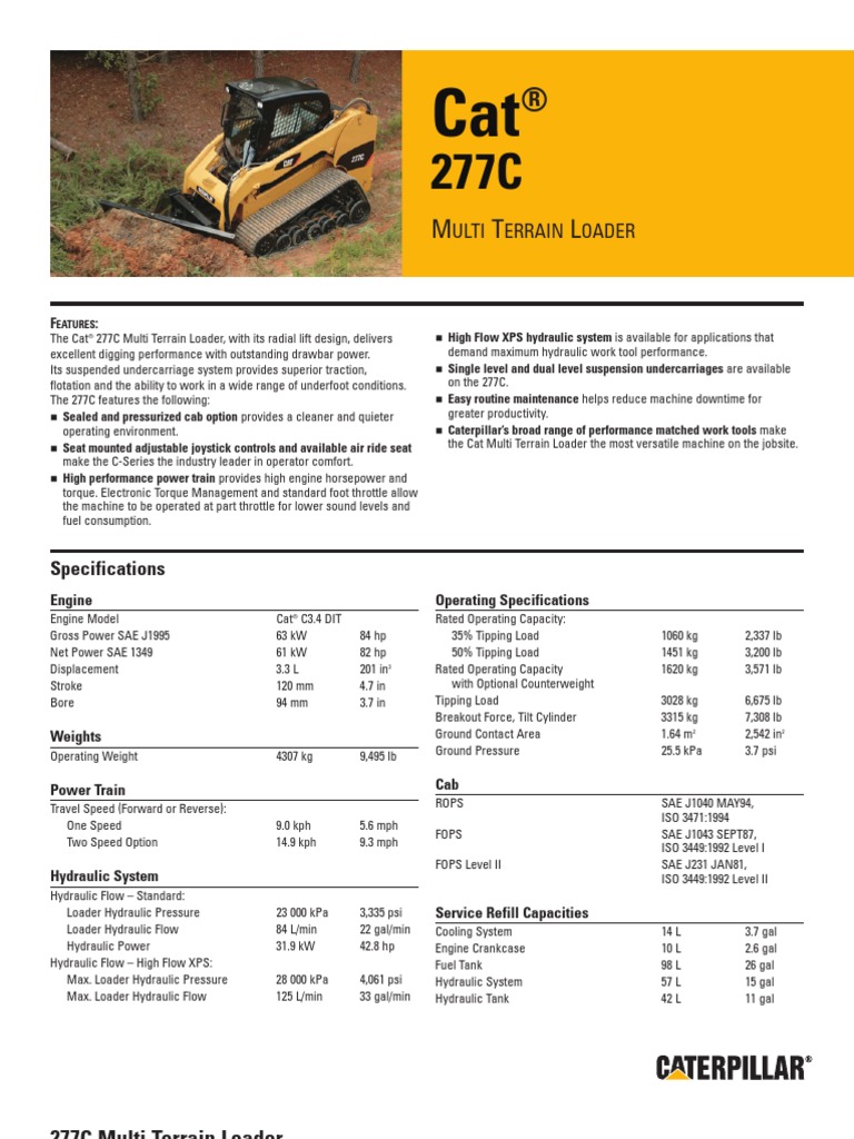 277C Specs | PDF | Horsepower | Elevator