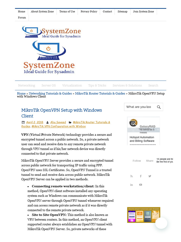 MikroTik OpenVPN Setup Guide | PDF | Computer Network | Ip Address