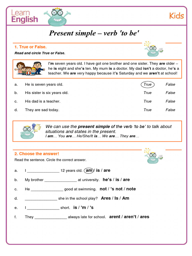 Grammar Games Present Simple Verb To Be Worksheet | PDF | Linguistics ...
