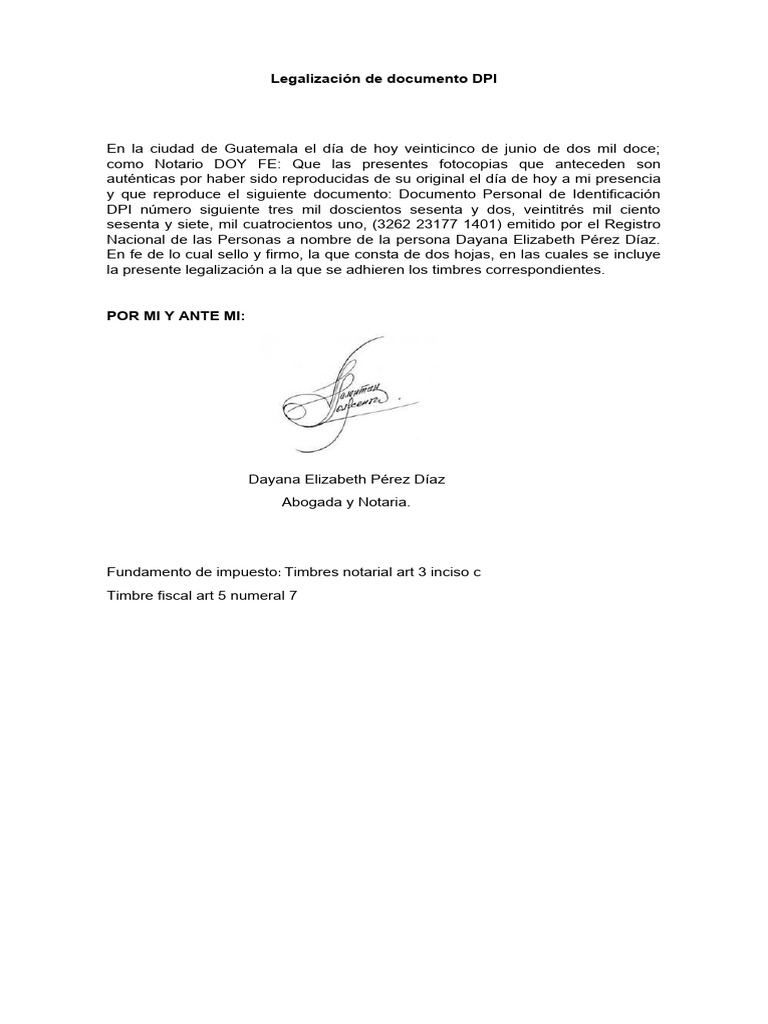 Legalización de documento DPI | PDF