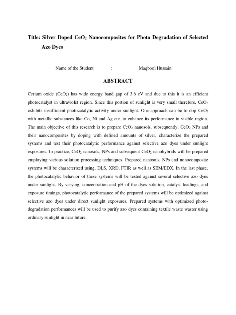 Research Proposal For PHD | PDF | Nanoparticle | Catalysis