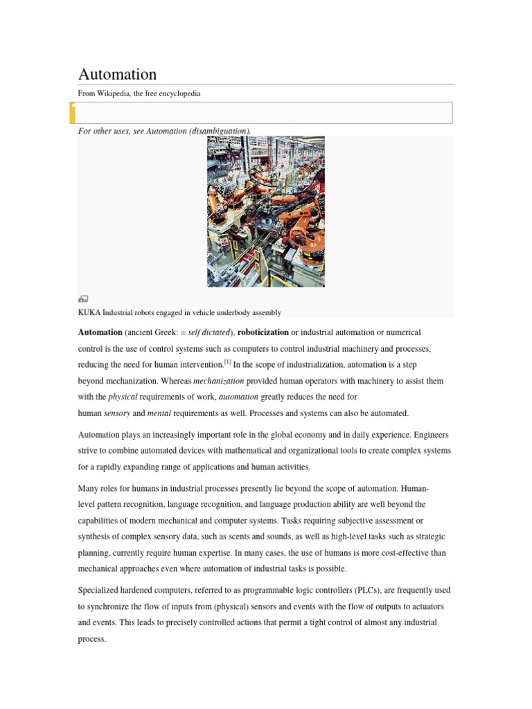 AUTOMATION | PDF | Automation | Engineering