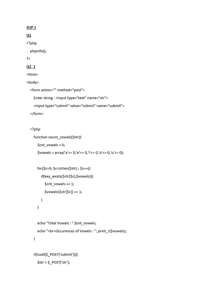 PHP Slips Solution | PDF | Computer Engineering | Computer Data