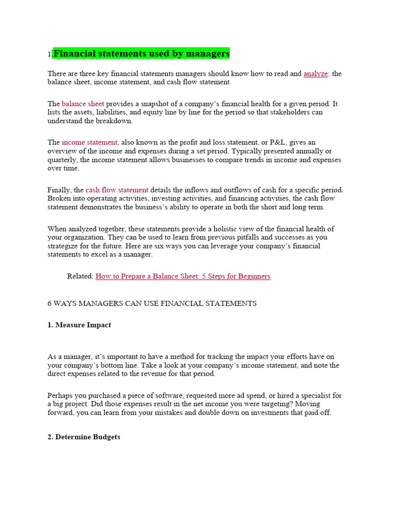 Financial Statements and Decision Making | PDF | Income Statement ...