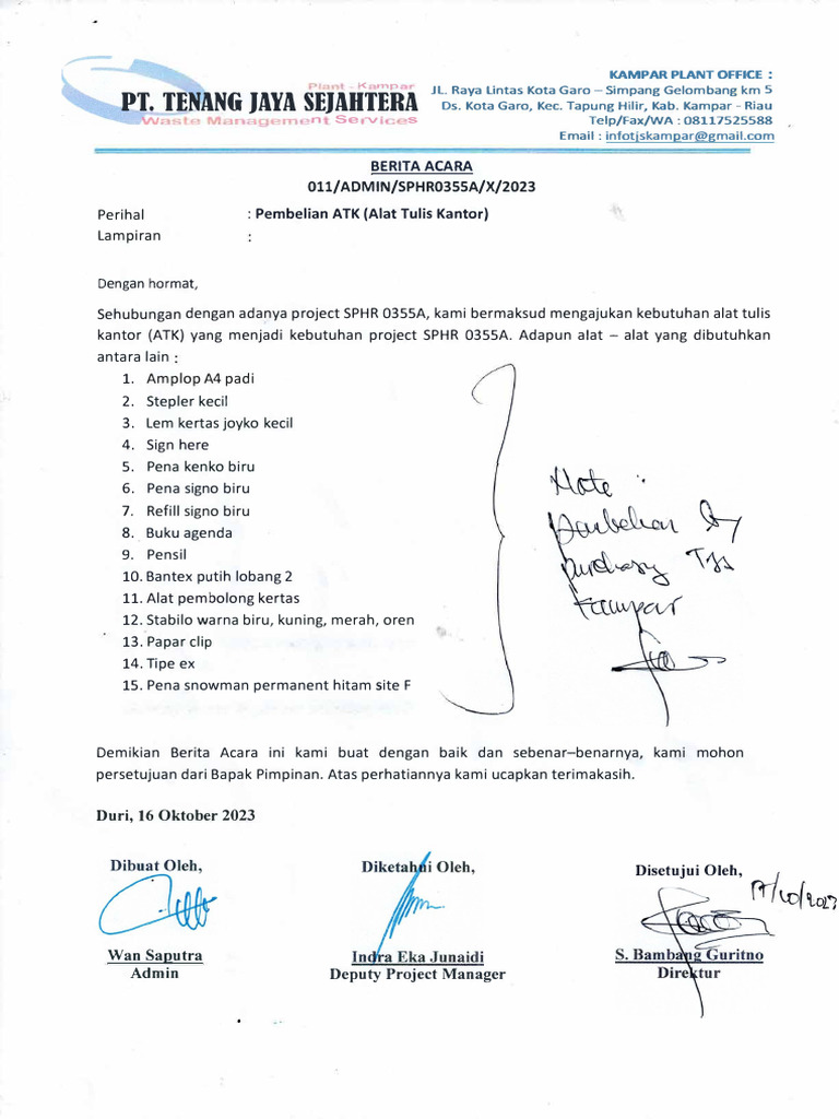 Pengajuan Ba Dan Foto Untuk Atk | PDF