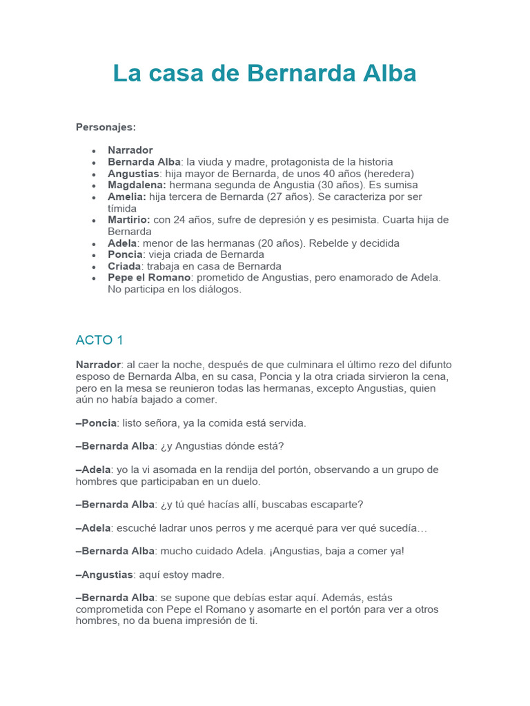 La Casa de Bernarda Alba | PDF