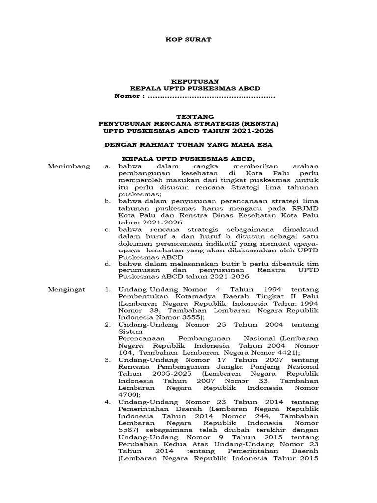 1.1.1.c SK TIM PENYUSUN RENSTRA | PDF | Bisnis