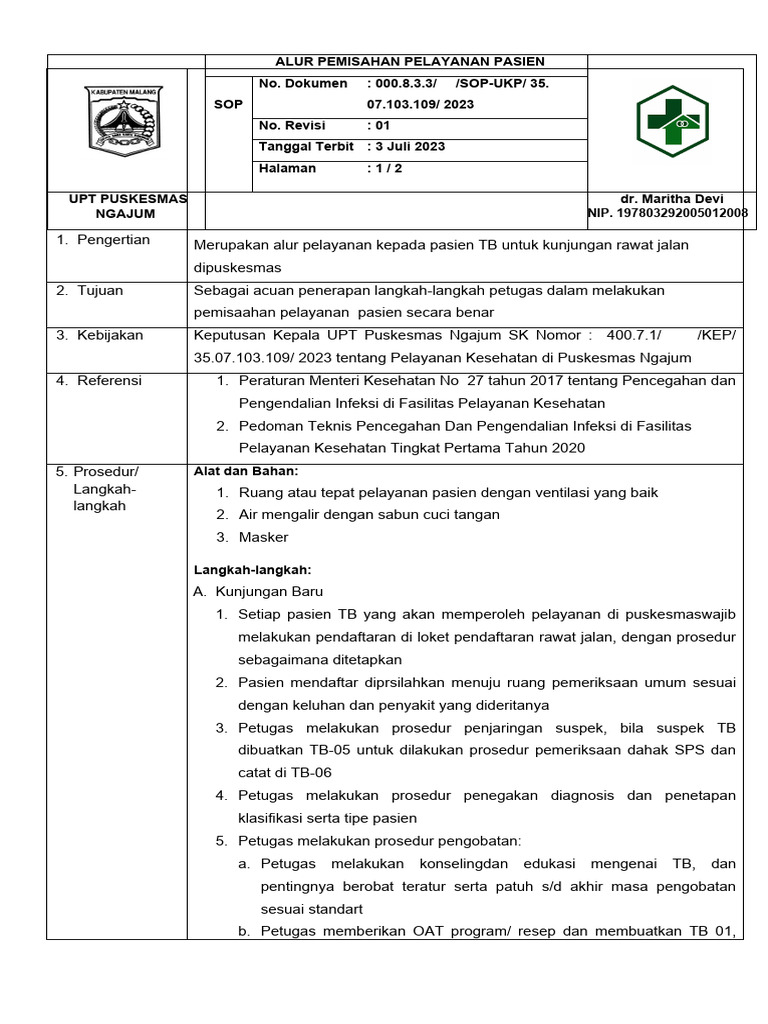 Sop Alur Pemisahan Layanan | PDF