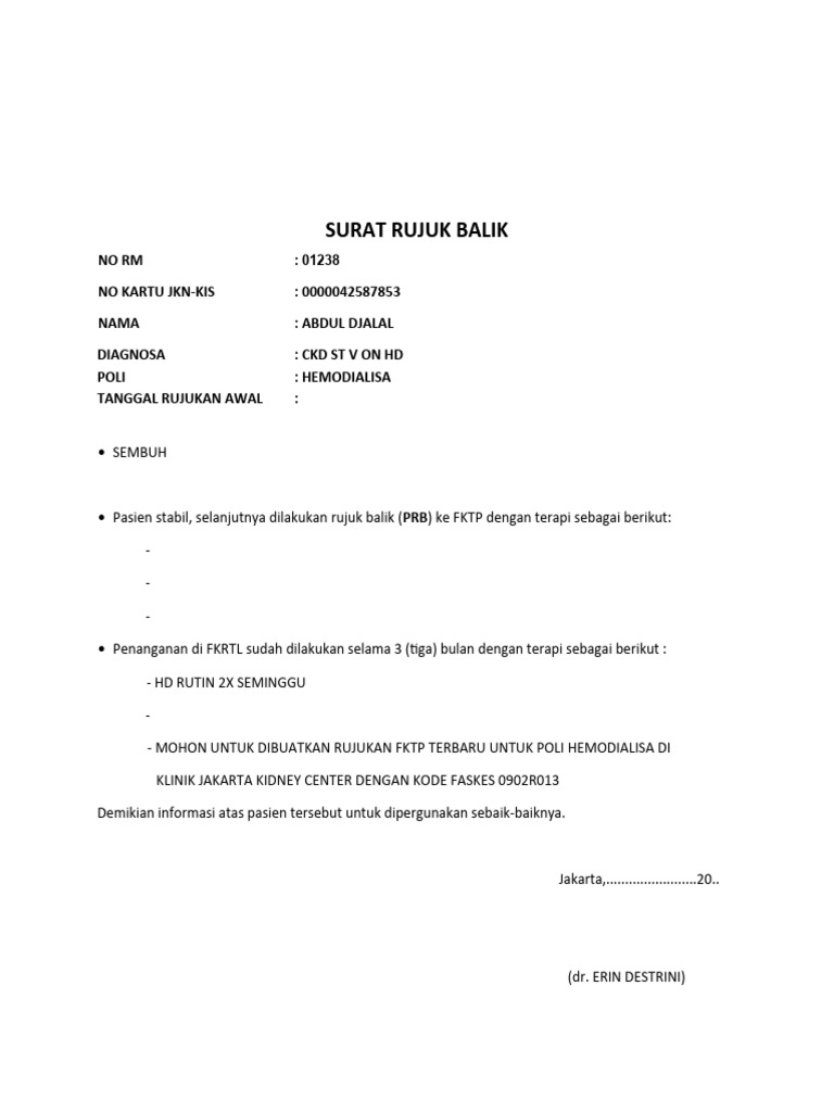 Form Surat Rujuk Balik | PDF