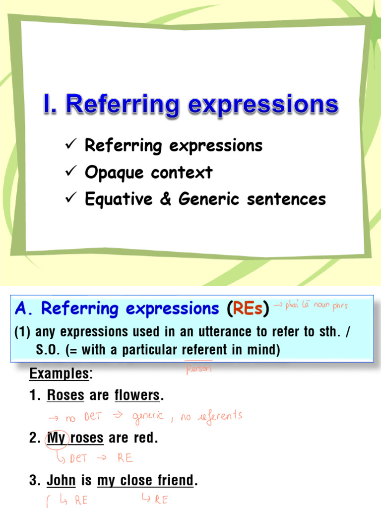 Unit 1 Basic Ideas in Semantics Handout | PDF | Sentence (Linguistics ...