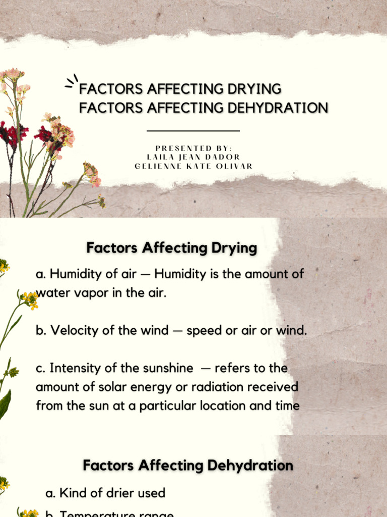 Factors Affecting Driying and Factors Affecting Dehydration | PDF