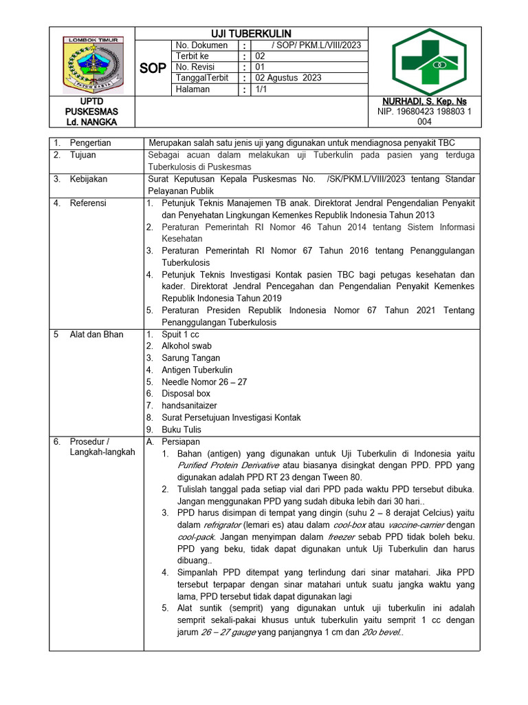 Sop Uji Tuberkulin | PDF