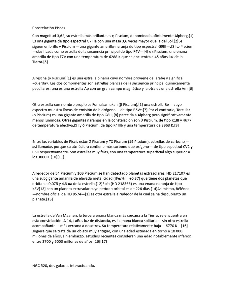 Estrellas y mitos de la constelación Piscis | PDF | Constelación ...