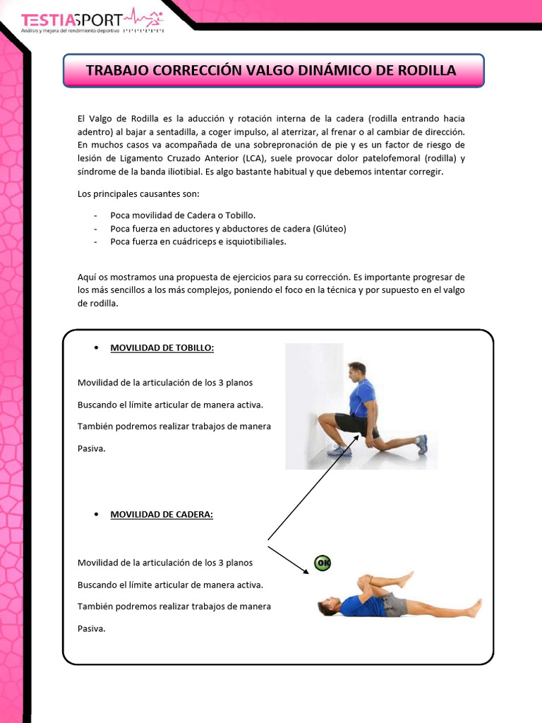 Ejercicios para corregir valgo de rodilla | PDF | Rodilla | Tobillo