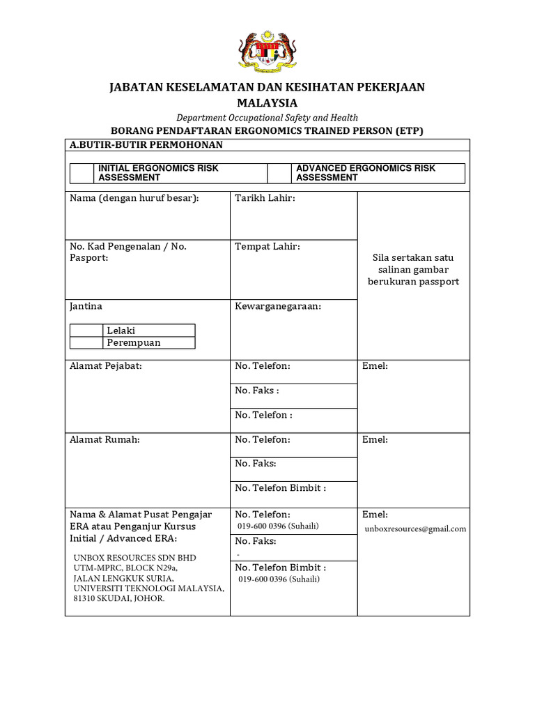Borang Pendaftaran ETP | PDF