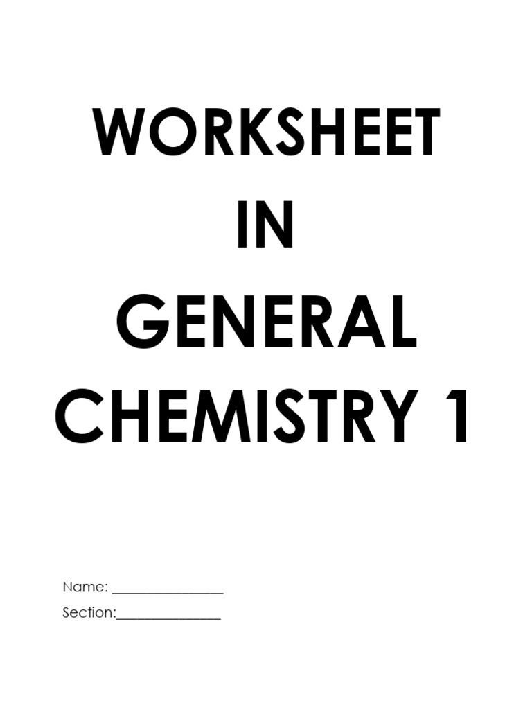 Worksheet in General Chemistry 1 | PDF | Atoms | Chemical Elements