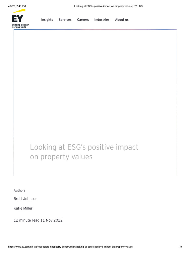 EY - Looking at ESG's Positive Impact On Property Values | PDF
