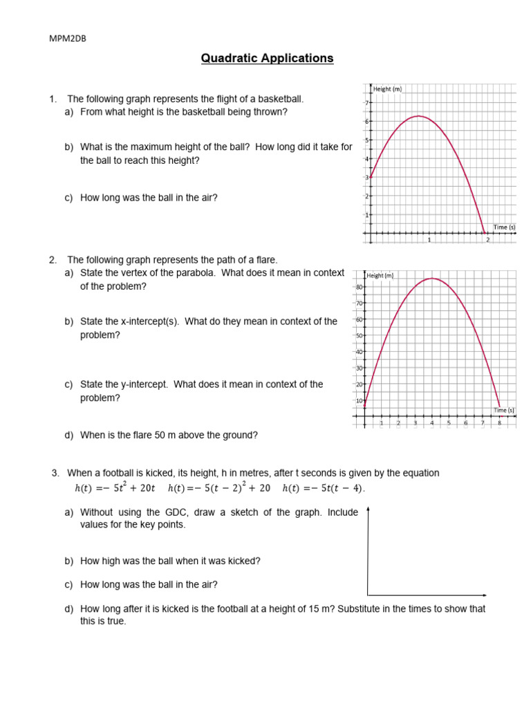 Quadratic Applications Pdf