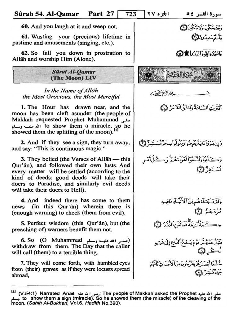 Quran English Translation Surah 54 Al Qamar | PDF