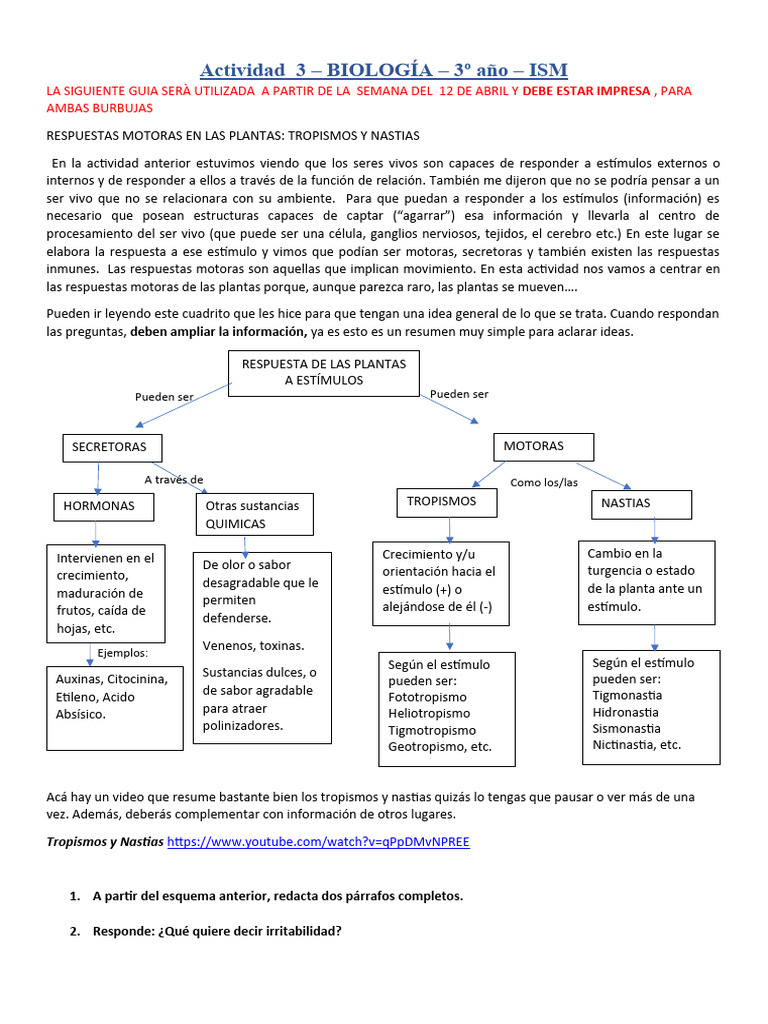 Tropismos y Nastias en Plantas | PDF | Plantas | Botánica