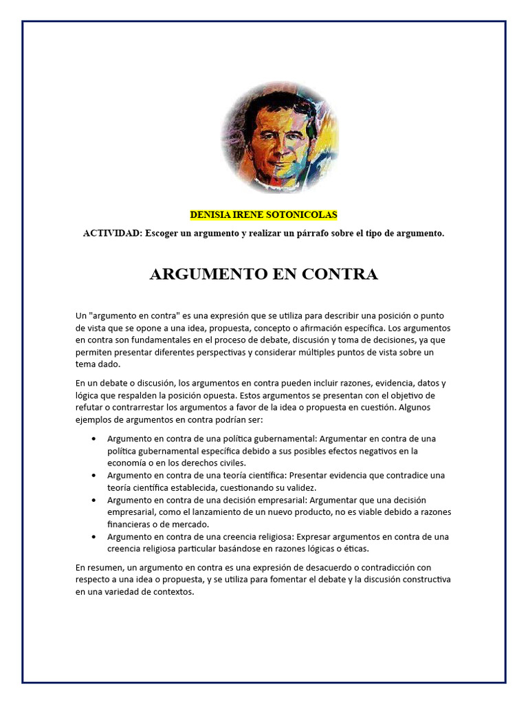 Argumento en Contra | PDF | Argumento | Evidencia