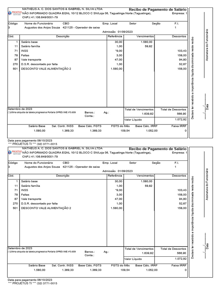 Contra-Cheque - Funcionário 1 (CAIXA) | PDF | Business | Economias